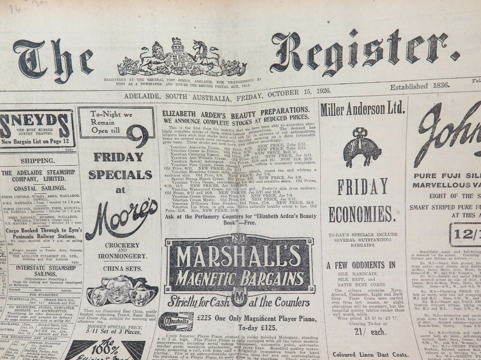 15 OCT 1926 / THE REGISTER NEWSPAPER, ADELAIDE.