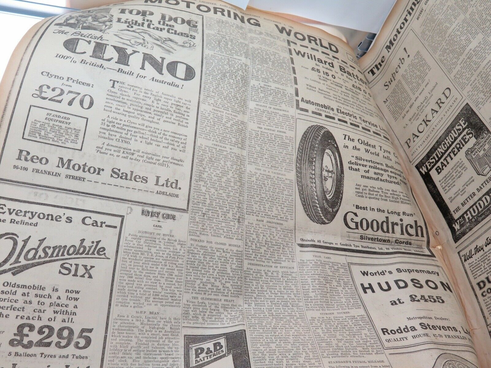 3 NOV 1926 / THE REGISTER NEWSPAPER, ADELAIDE. SUPERB MOTORING WORLD ...