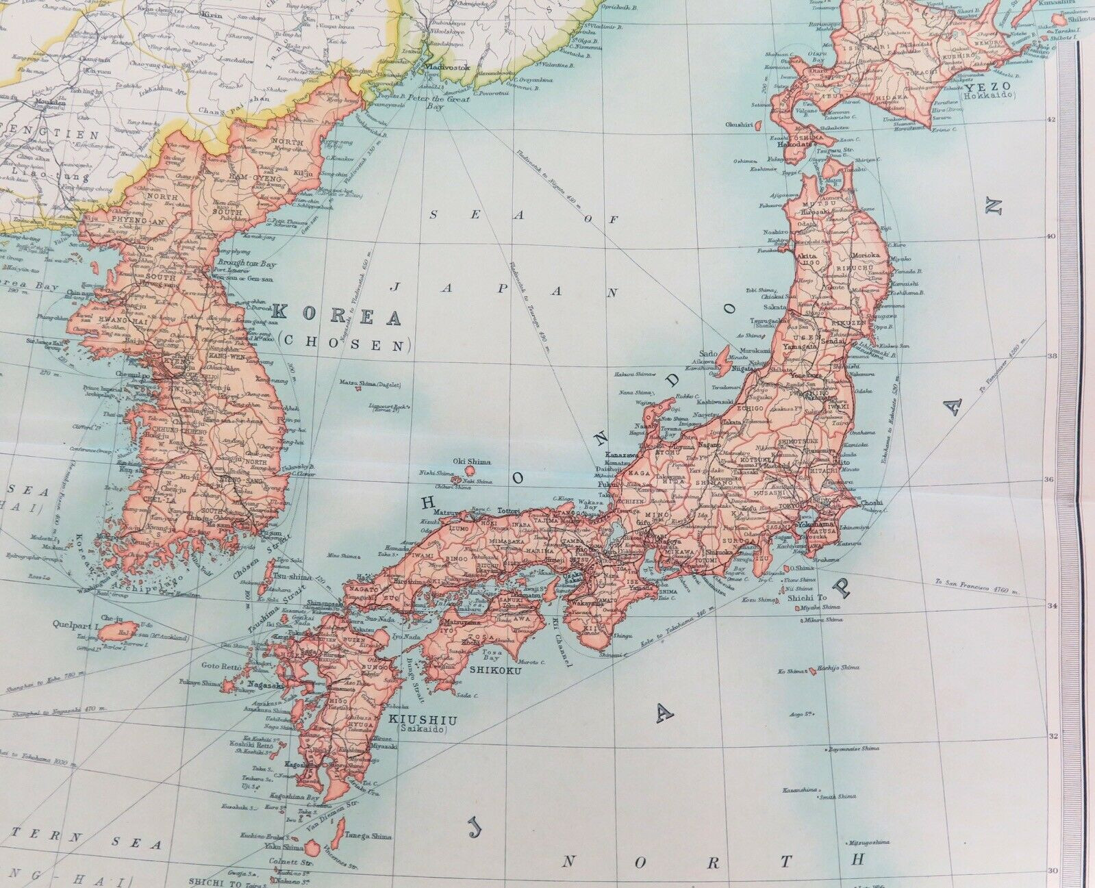 1922 SUPERB SCARCE LARGE MAP of “JAPANESE EMPIRE - POLITICAL". VERY NICE!