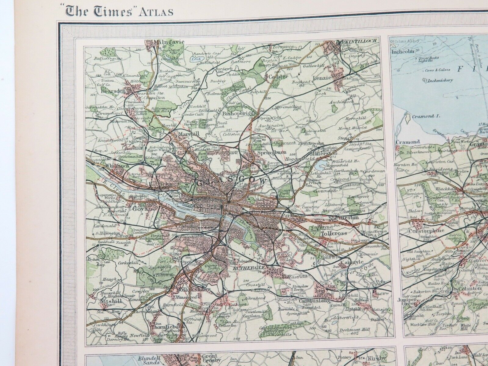 1922 SUPERB SCARCE LARGE MAP of “TOWNS of ENGLAND & SCOTLAND". VERY NICE!