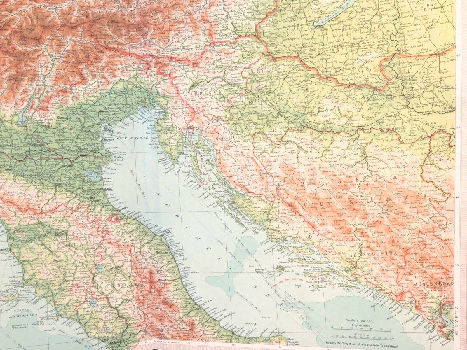 1922 SUPERB SCARCE LARGE MAP of NORTHERN ITALY, AUSTRIA ETC. VERY NICE!