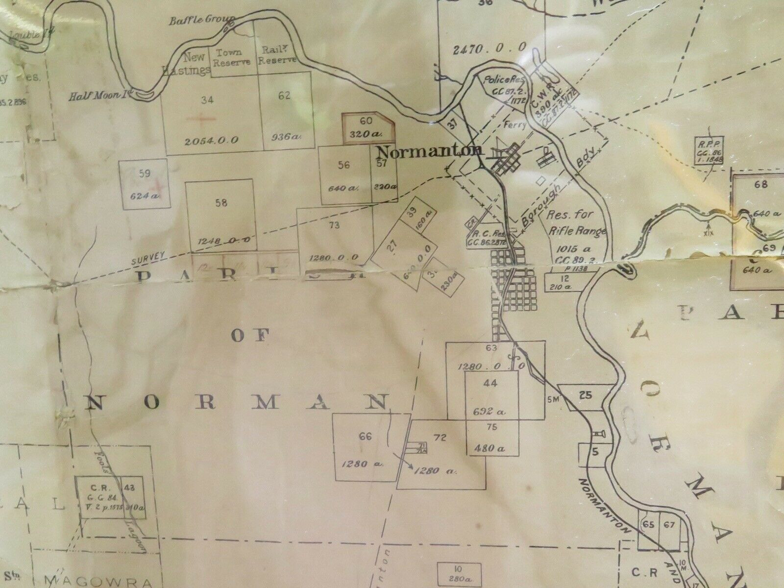1890 SUPER RARE VERY LARGE OFFICIAL QLD GOV MAP OF “ENVIRONS of NORMANTON"