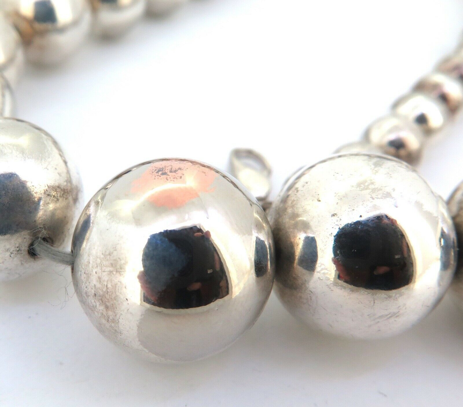 Vintage Silver Plated Copper Graduating Ball Chain Necklace 78.4g 64cm