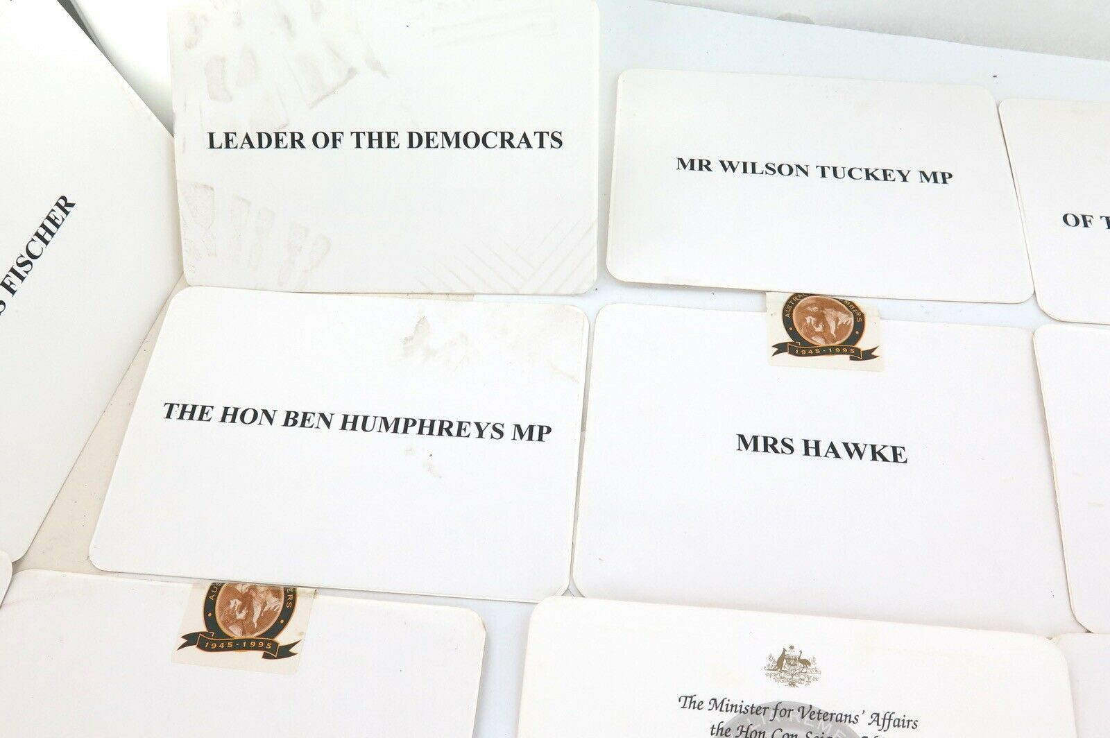 1995 RARE GROUPING AUSTRALIAN DIGNITARIES INVITATIONS 50TH ANNIVERSARY ...
