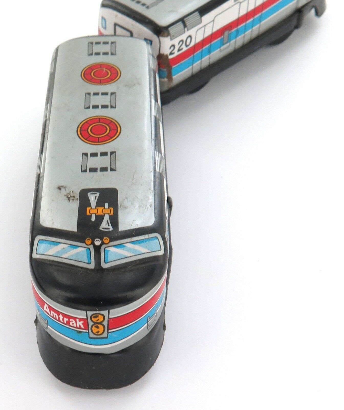 VINTAGE JAPANESE TINPLATE KEY WIND “AMTRAK 220” MINIATURE TRAIN.