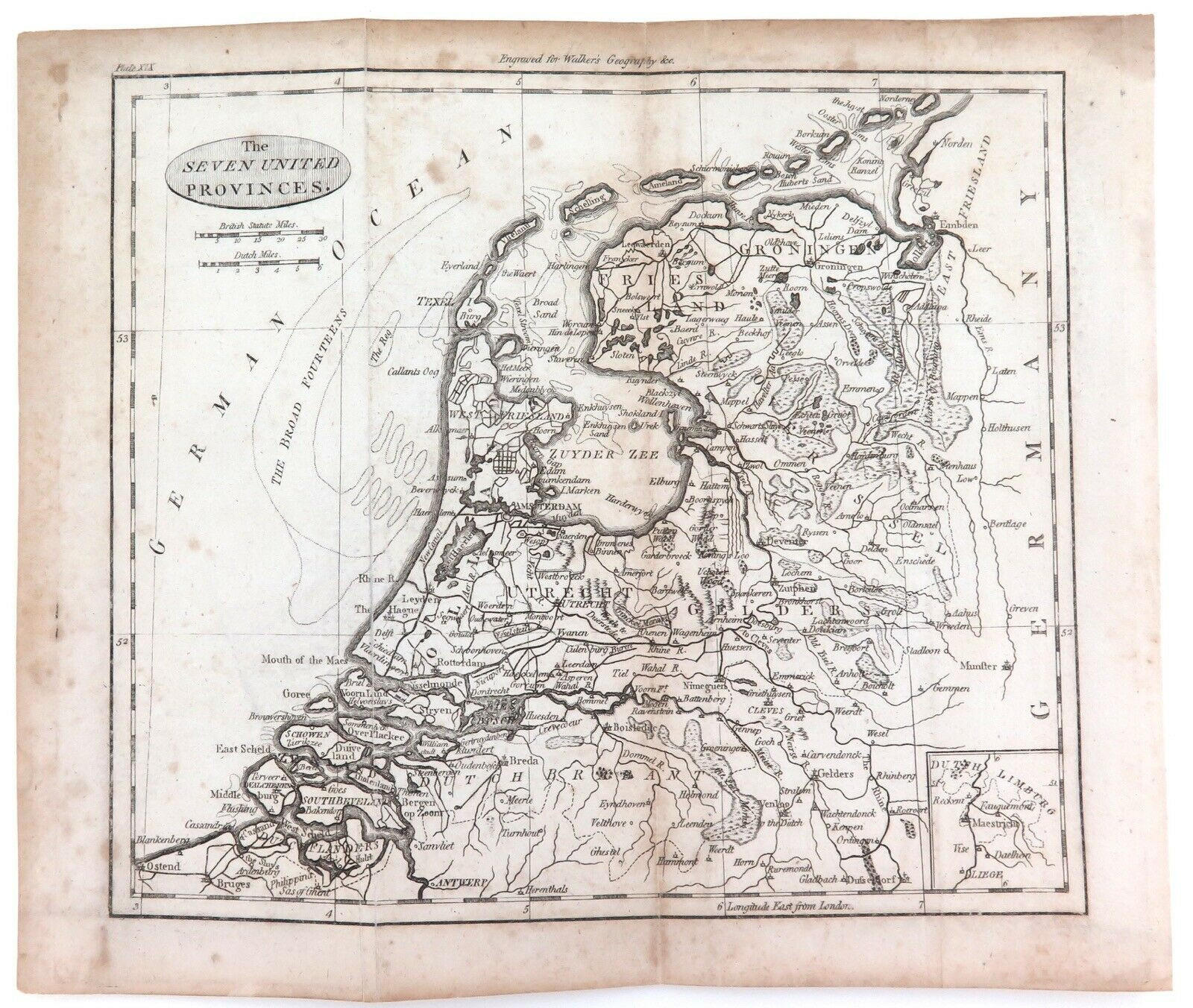 1795 100% GENUINE MAP by WALKER’S GEOGRAPHY. THE ‘DUTCH' SEVEN UNITED ...