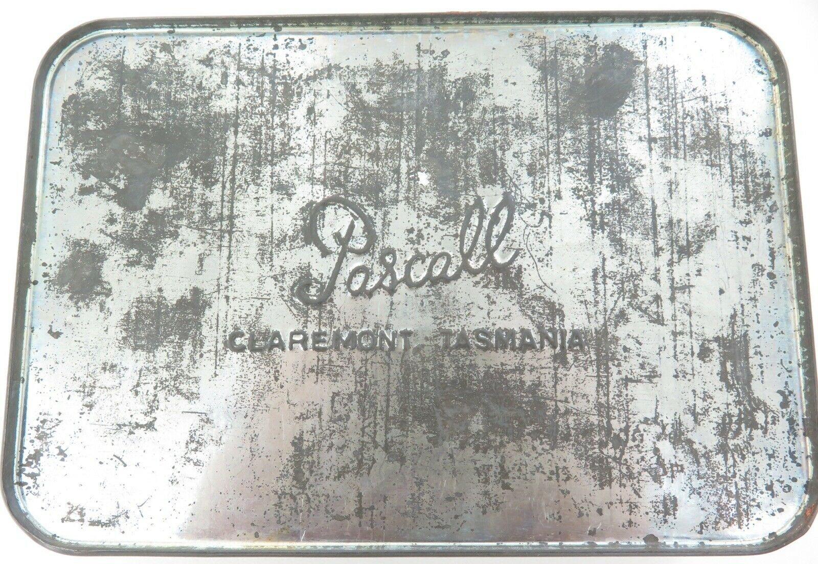 VINTAGE PASCALL, CLAREMONT, TASMANIA CONFECTIONARY TIN. “THE PLOUGHMAN”.