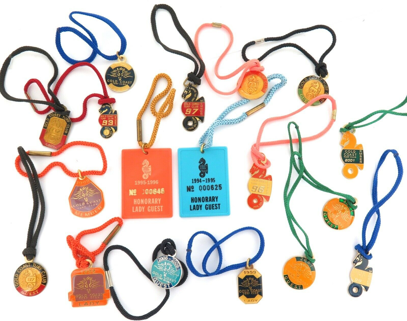EXCELLENT LARGE JOB LOT 20 GOLD COAST TURF CLUB BADGES / PASSES