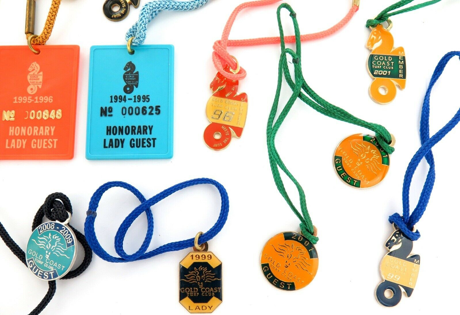 EXCELLENT LARGE JOB LOT 20 GOLD COAST TURF CLUB BADGES / PASSES