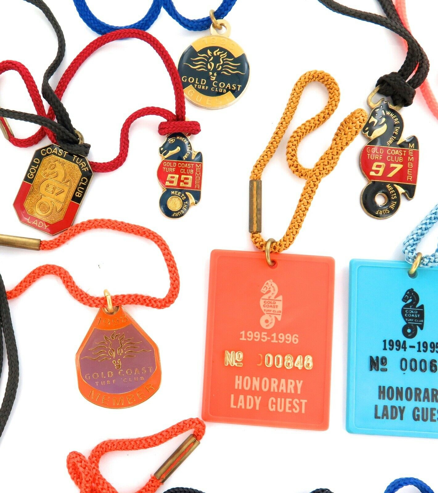 EXCELLENT LARGE JOB LOT 20 GOLD COAST TURF CLUB BADGES / PASSES