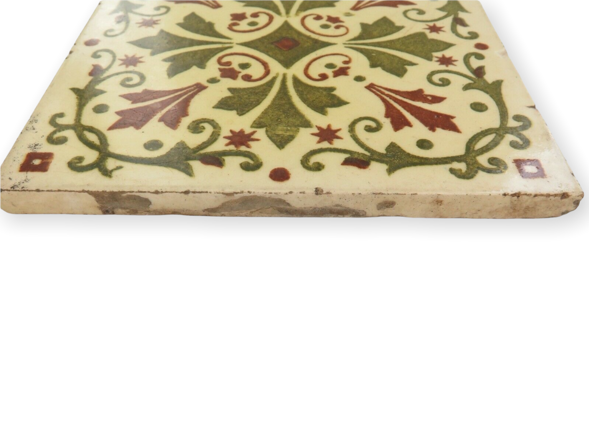 2 Antique Colourful / Floral Feature Tiles.