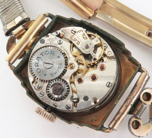RARE EARLY 1900’s ORATOR 15J GOLD FILLED MENS MID-SIZE WATCH, NEEDS ...