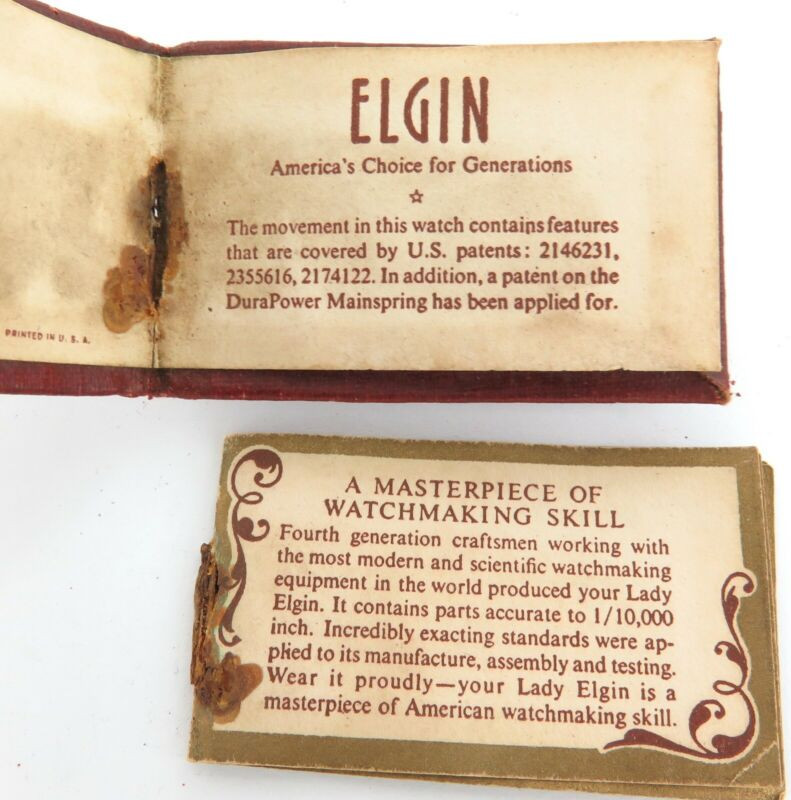 RARE / VINTAGE LADY ELGIN TINY BOOKLET WITH SERIAL NUMBER. - Harrington ...