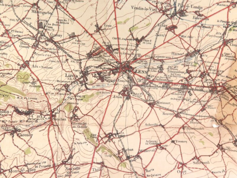 Scarce WW1 c1916 British Large Map of Lens, France. - Harrington & Co.