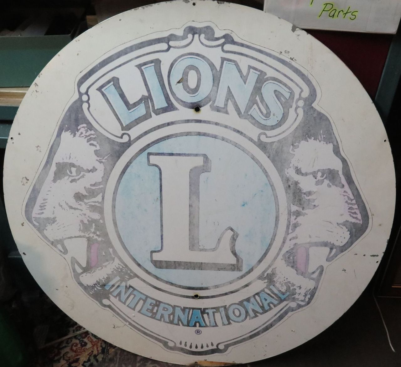 RARE LARGE VINTAGE LIONS INTERNATIONAL DOUBLE SIDED METAL SIGN 76CMS IN ...
