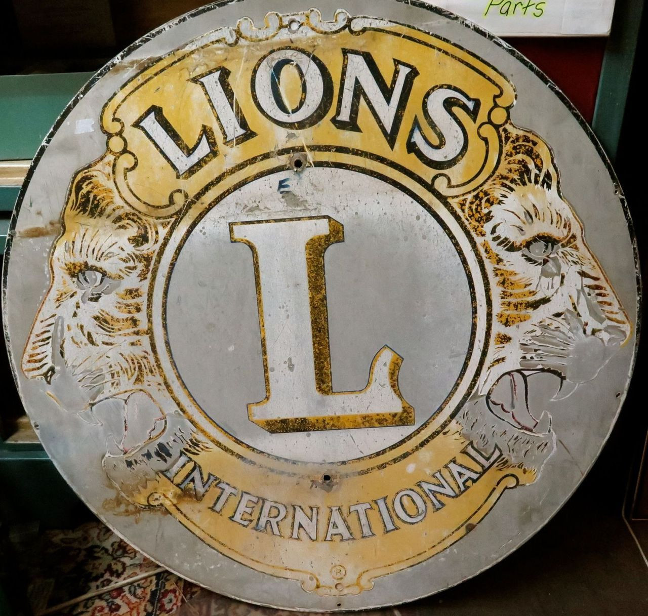 RARE LARGE VINTAGE LIONS INTERNATIONAL DOUBLE SIDED METAL SIGN 76CMS IN ...