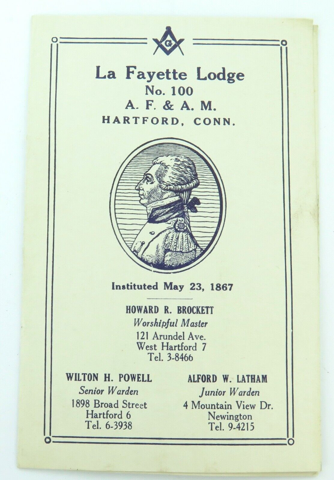 March 1947 Scarce Masonic Lodge No 100 La Fayette USA Foldout Brochure ...