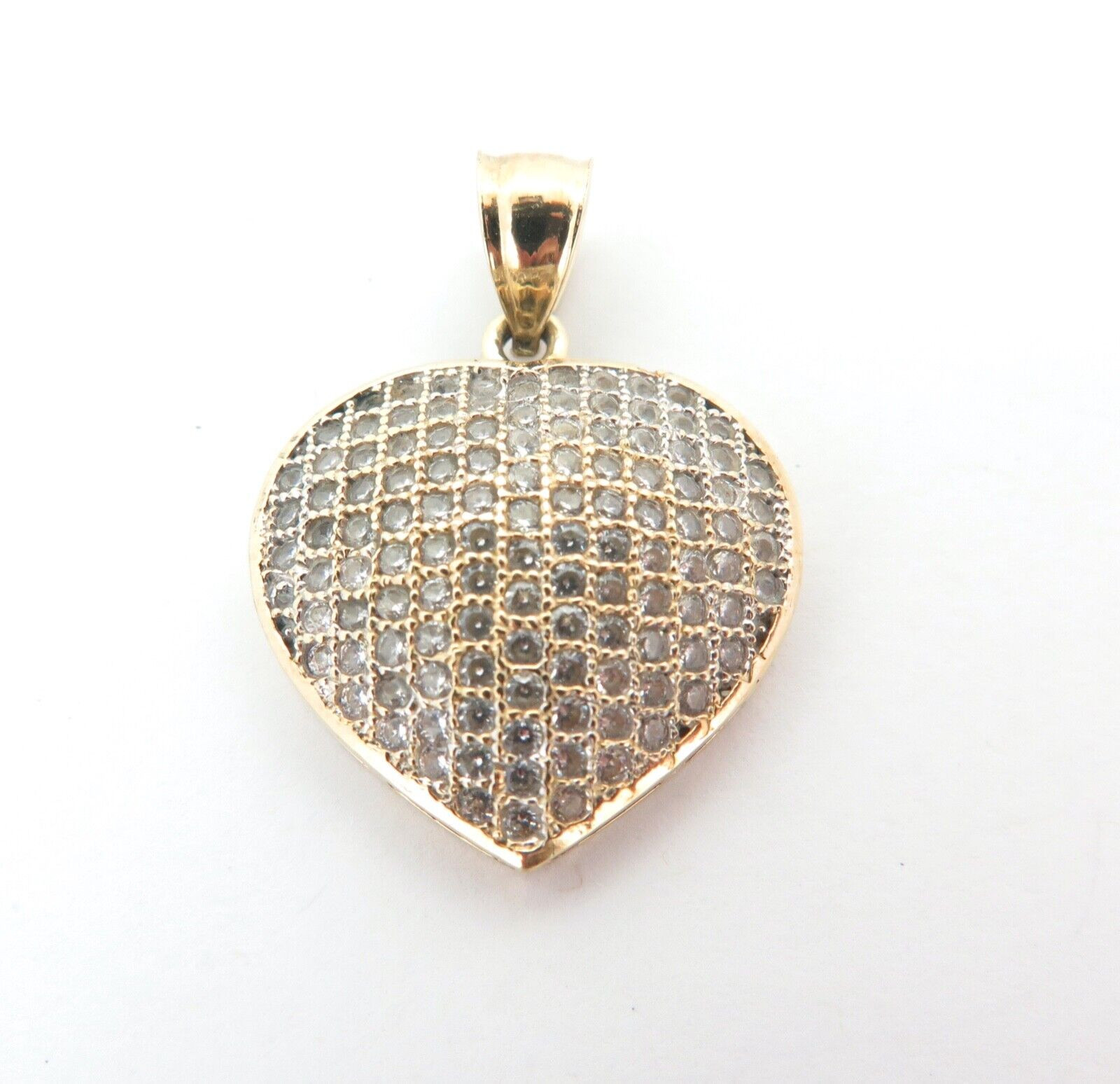 Vintage 10ct Yellow Gold & Cubic Zirconia Heart Shaped Pendant 3.4g ...