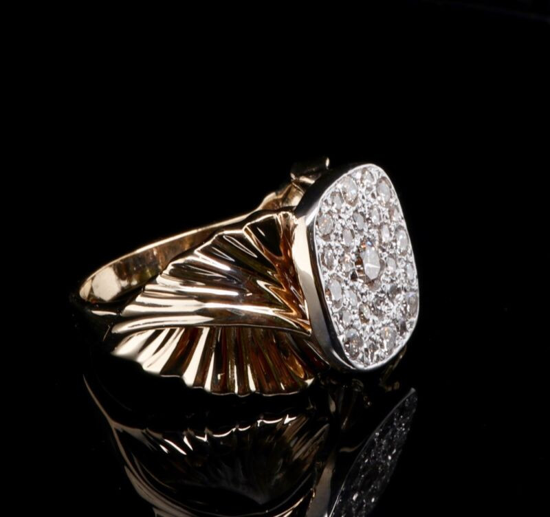 Vintage 0.74ct Diamond Cluster 14ct Yellow Gold Ring By Stuller- P1/2 ...