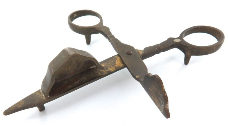 1800s Victorian Brass Small Candle Wick Cutter. - Harrington & Co.