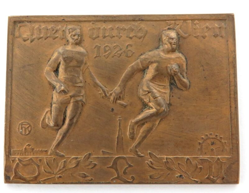 1926 German Athletics Mens Relay Engraved Medal. - Harrington & Co.