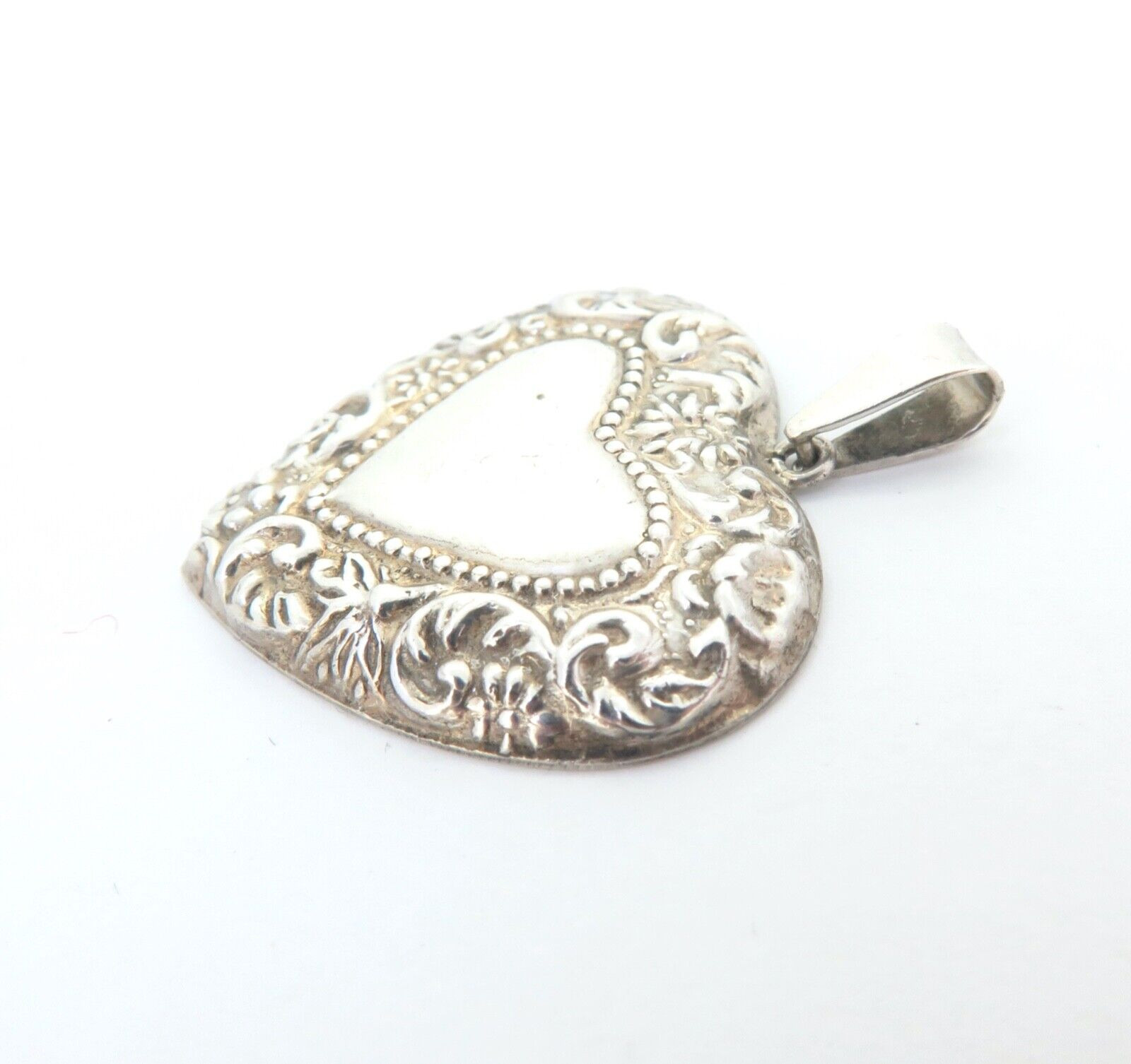 Vintage Sterling Silver Decorative Heart Shaped Pendant 6.7g ...