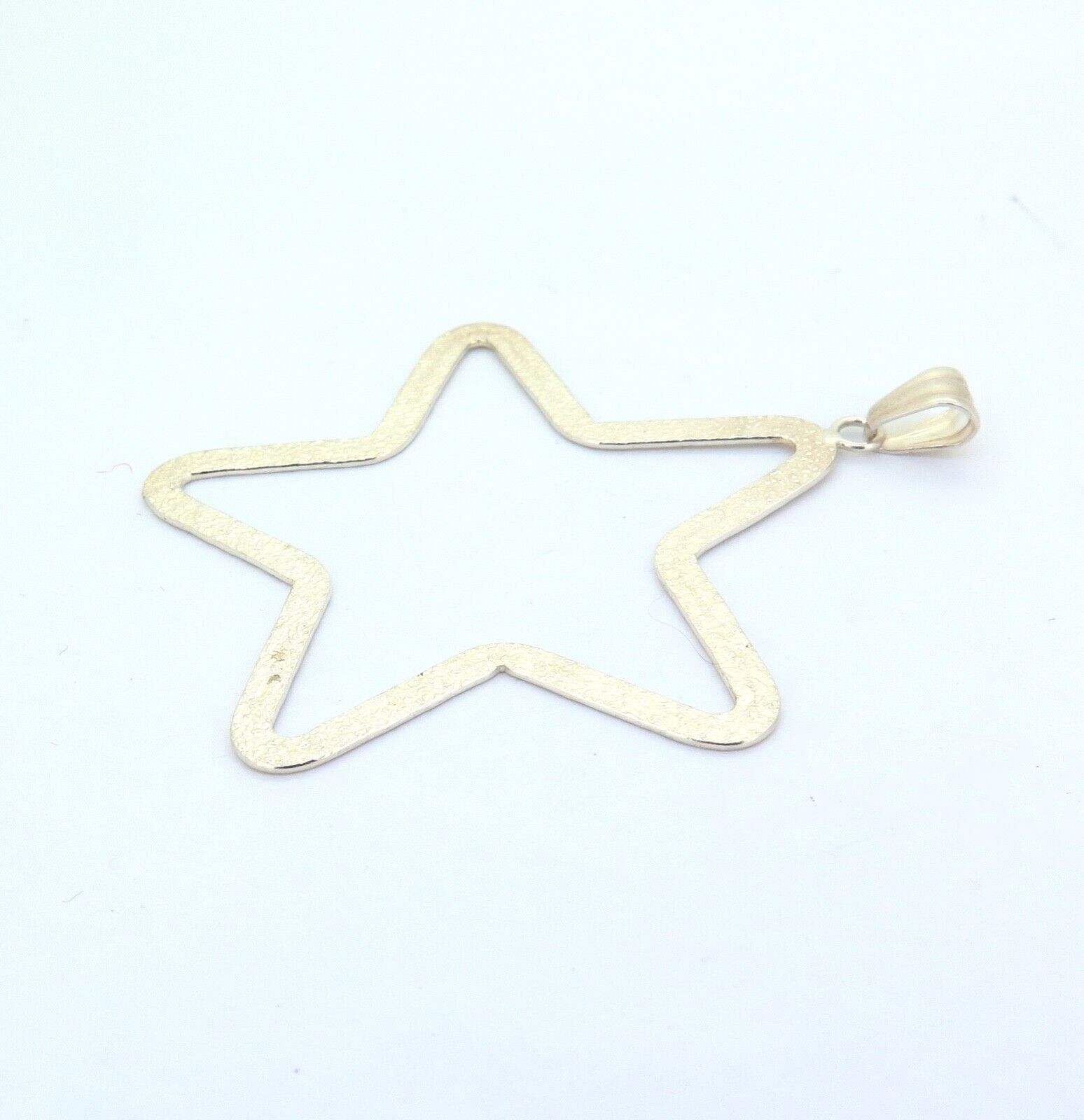 Textured Sterling Silver Star Shaped Open Frame Pendant 3.6g ...