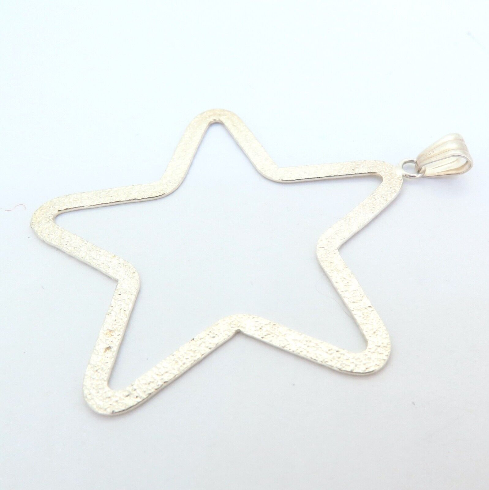 Textured Sterling Silver Star Shaped Open Frame Pendant 3.6g ...