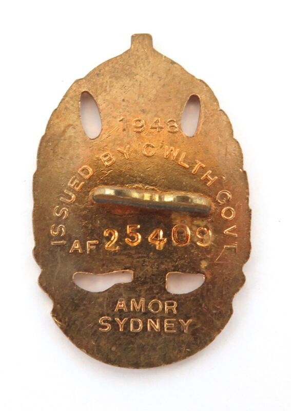 Excellent Condition. WW2 Australian General Service Badge. AF 25409 ...