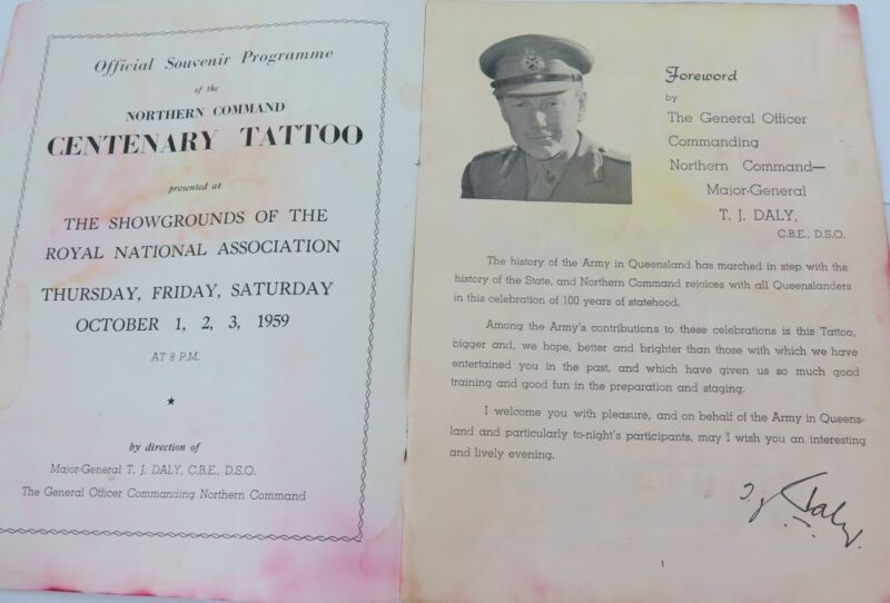 Rare 1959 Northern Command Centenary Tattoo Brisbane Exhibition Ground ...
