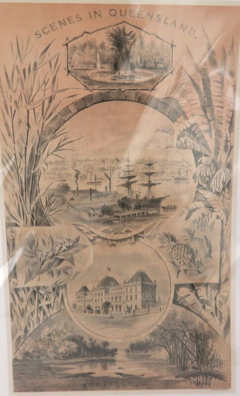 1886 Colonial Australia. Superb Large Lithograph. Scenes in Queensland ...