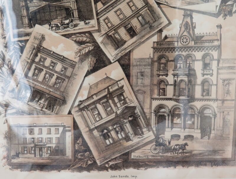 1886 Colonial Australia. Superb Large Lithograph Montage of Impressive ...