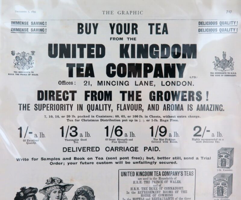 1895 Large Advert ex The Graphic “United Kingdom Tea Company ...