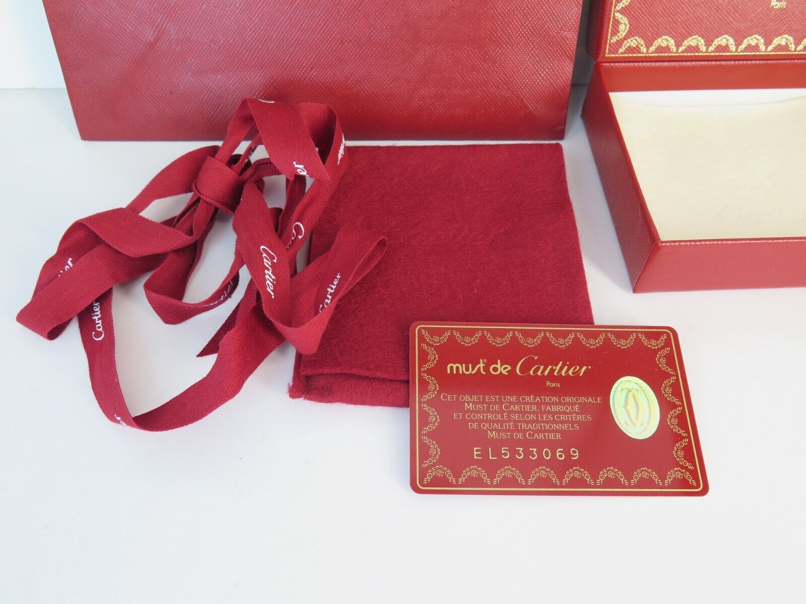 Must de Cartier Red Gift Box with Authenticity Card, Retail Gift Bag ...