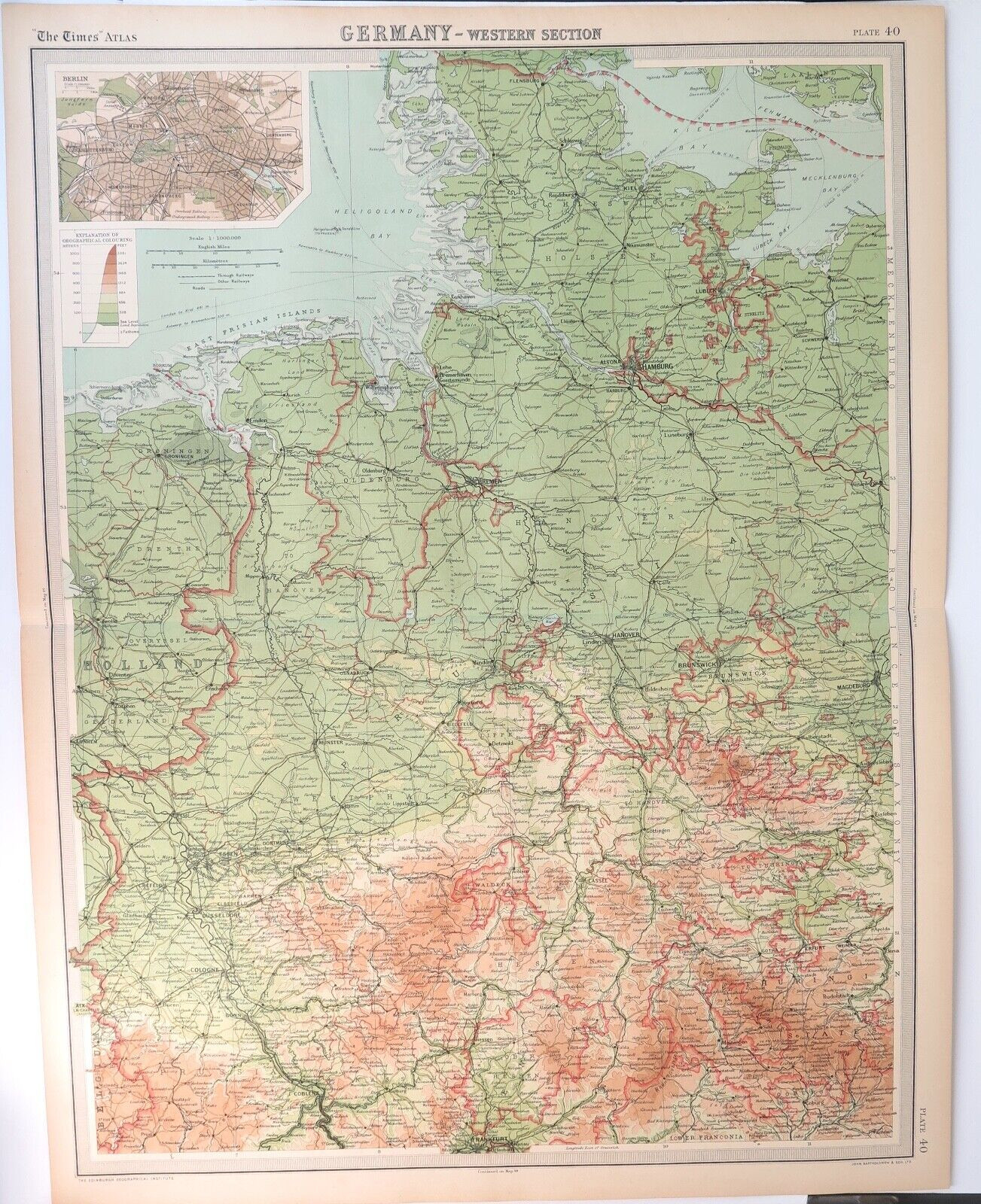 1922 Scarce Times Survey Atlas of the World. Plate No.40 Map of Western ...