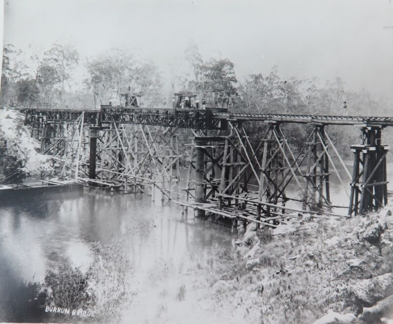 2 x 1880s Photographs of Building the Burrum Railway Bridge, Howard ...