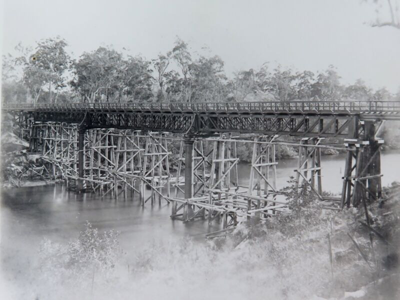 2 x 1880s Photographs of Building the Burrum Railway Bridge, Howard ...