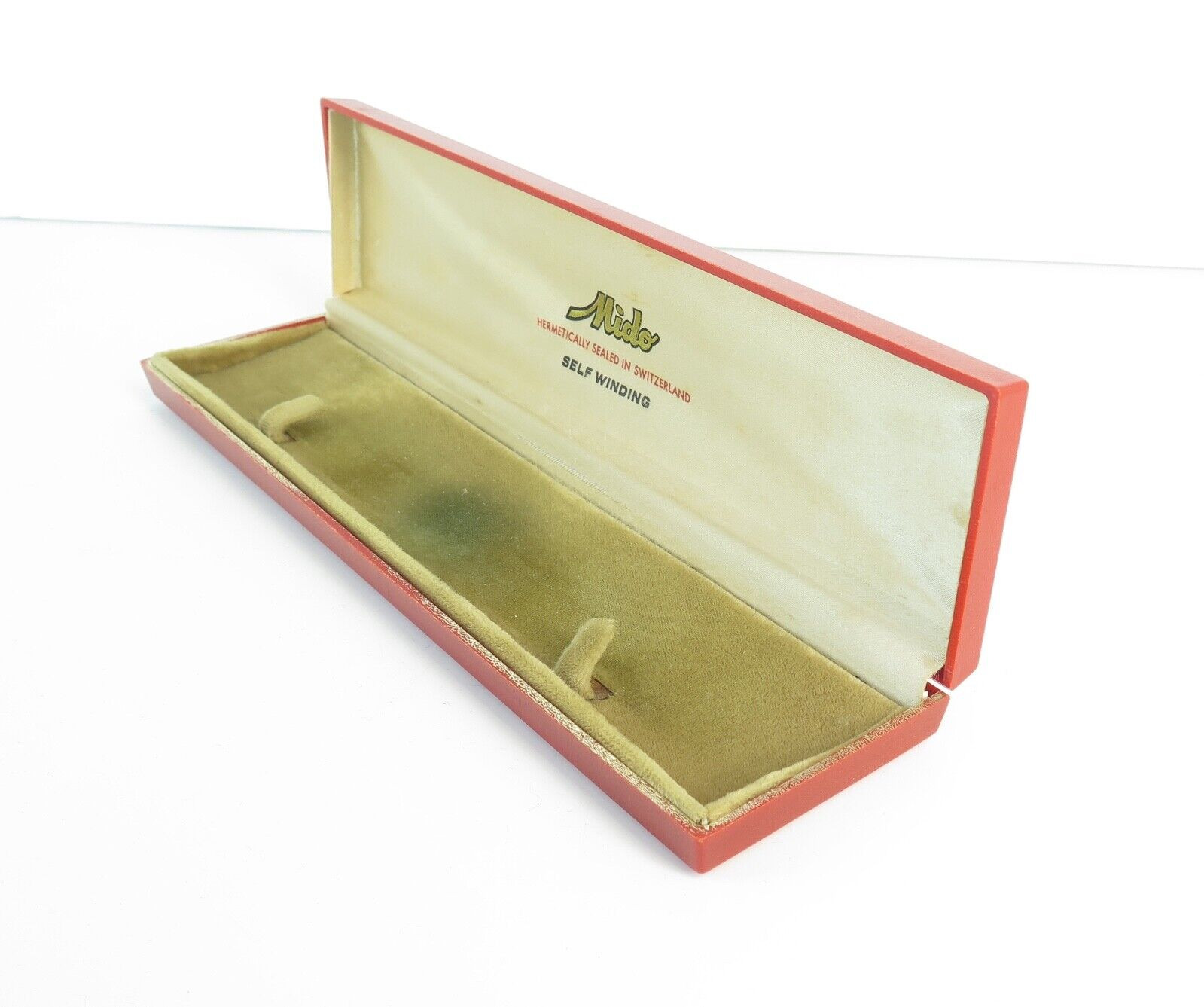 Vintage Mido Red Plastic Watch Storage Box with Felt Lined Bottom ...