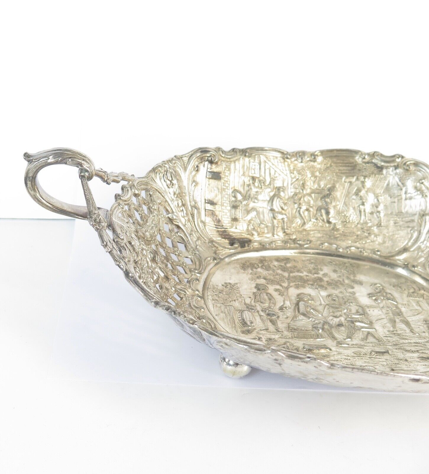 Large Antique European Style Pierced & Figural Serving Dish by Derby ...
