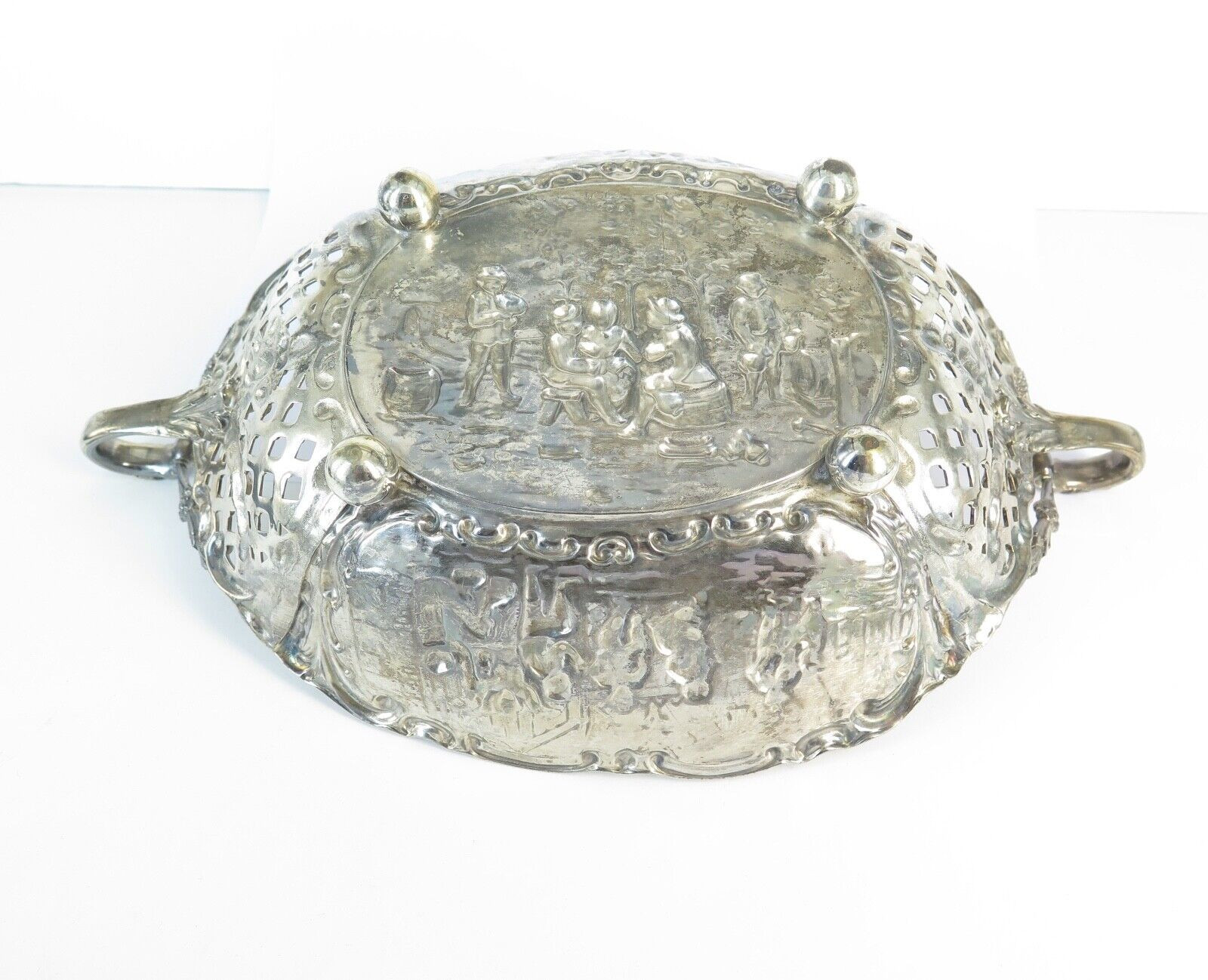 Large Antique European Style Pierced & Figural Serving Dish by Derby ...