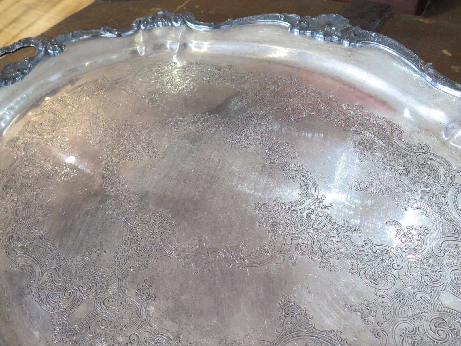 Large Nicely Engraved Gorham, USA Silverplate Serving Tray, 66cm wide ...