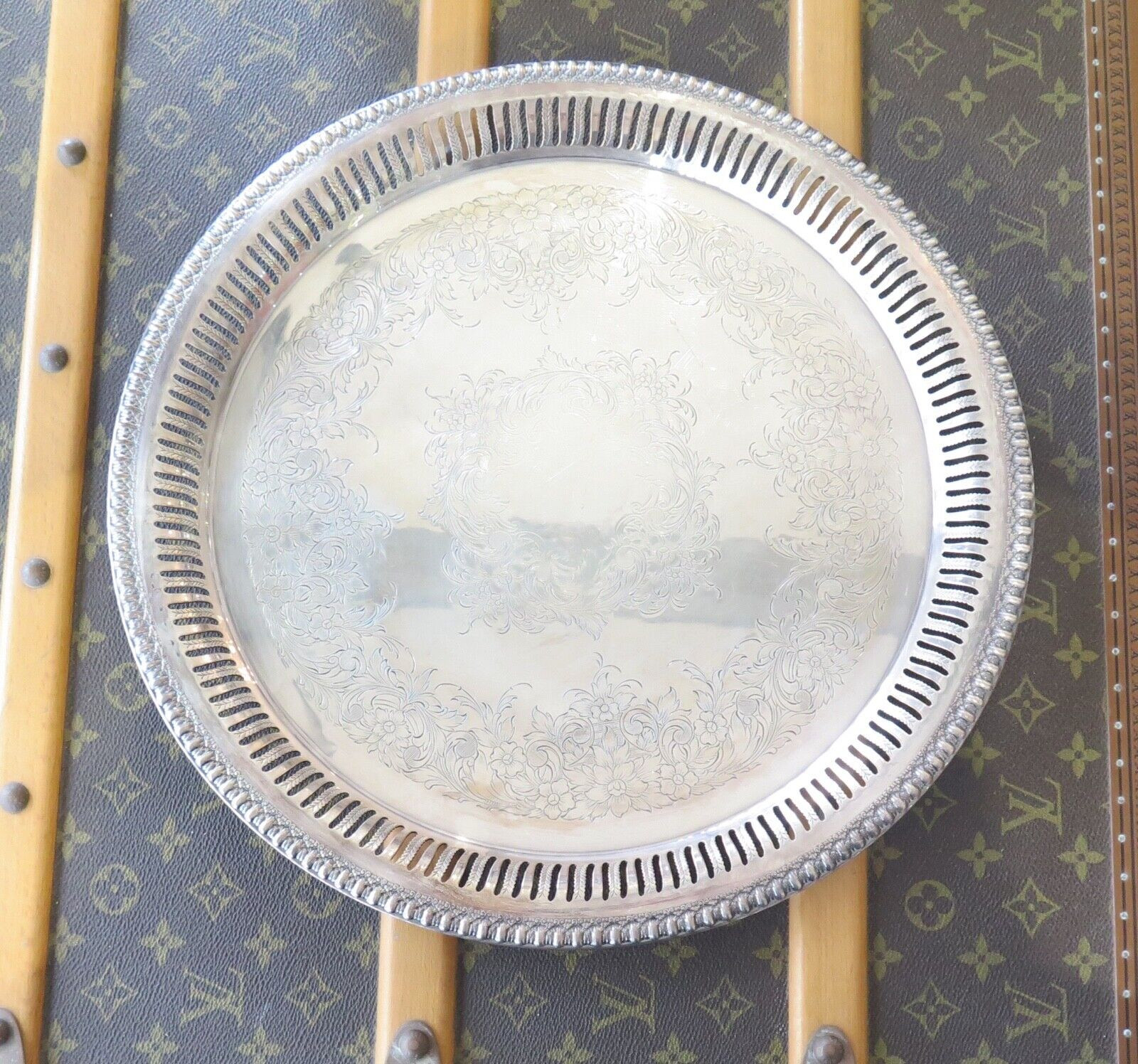 Vintage Wilcox Silverplate 'Brandon Hall' Drinks Tray With Pierced ...