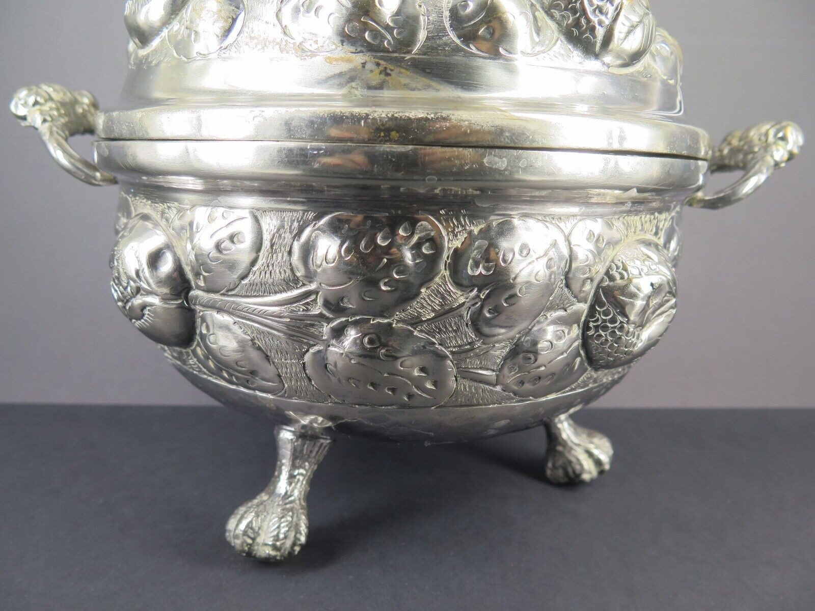 Large Unique Victorian Hand Beaten Birmingham Silverplate Fruit Tureen ...