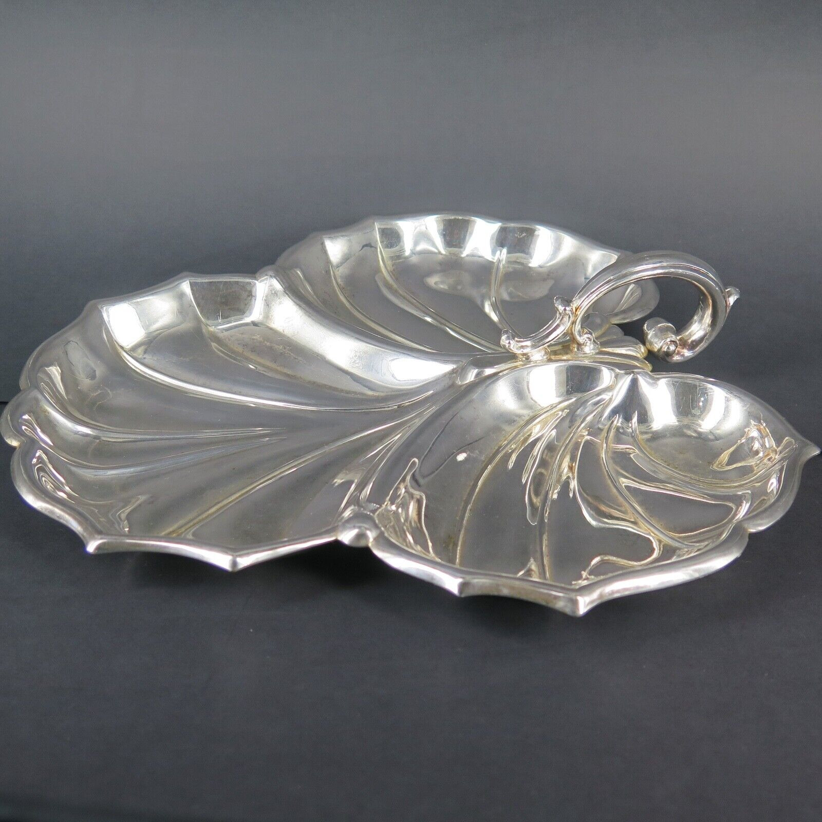 Vintage Silverplate Lily Pad Tri-Compartment Serving Platter ...