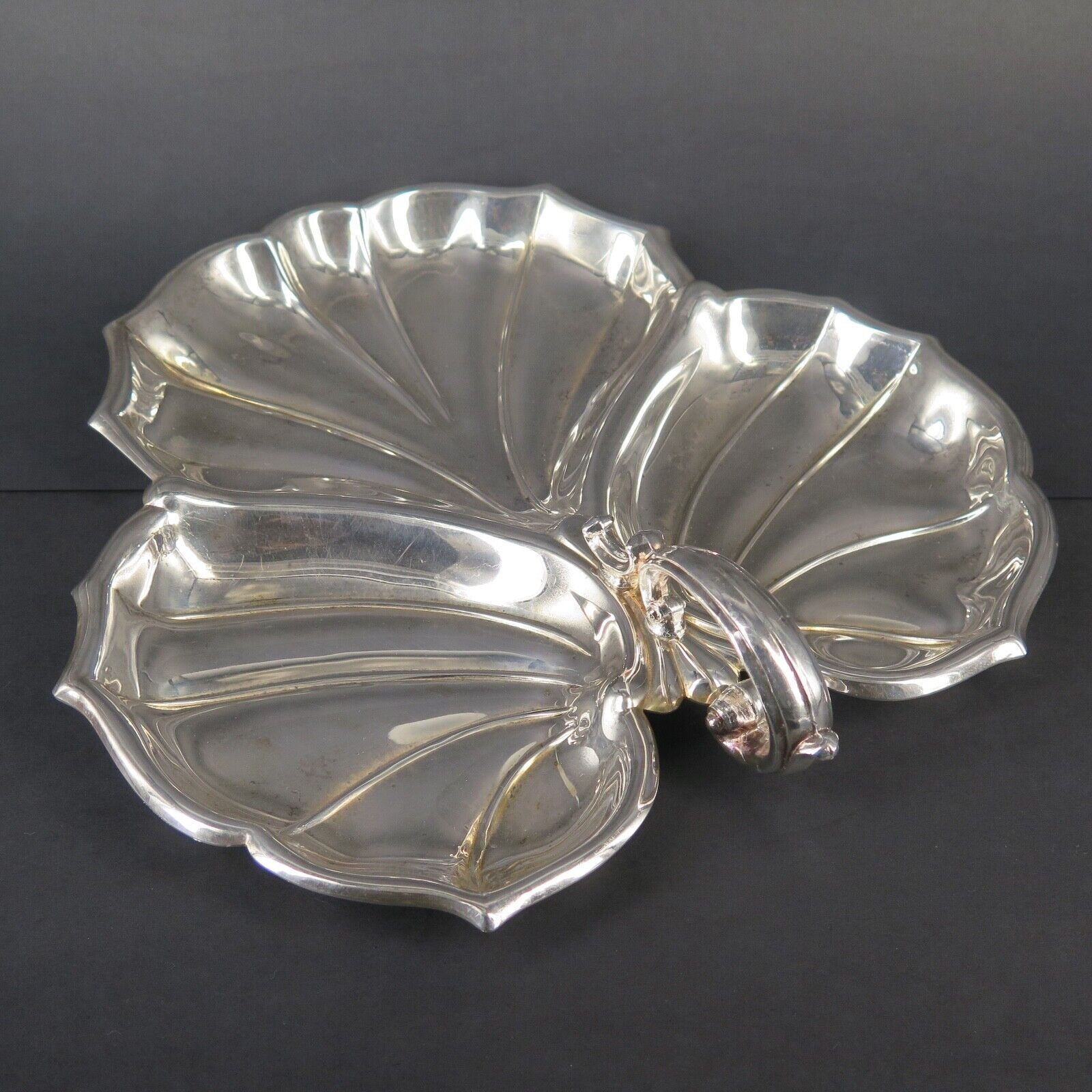 Vintage Silverplate Lily Pad Tri-Compartment Serving Platter ...