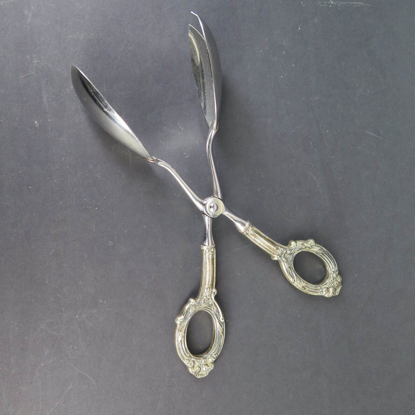 Pair of Vintage German Stainless Steel Tongs With Ornate Sterling ...