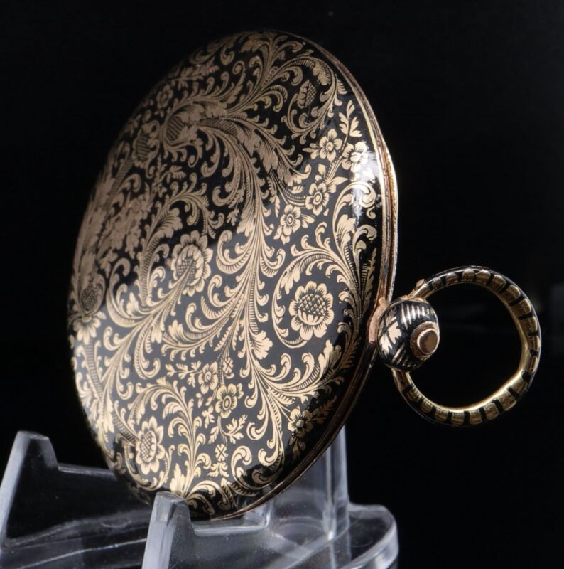 Antique French 1820s 18K Gold & Enamel Digital Jump Hour Cylinder ...