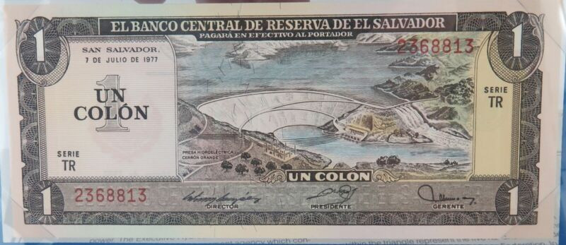 Banknotes of All Nations 1977 El Salvador 1 Colon + Card - Harrington & Co.