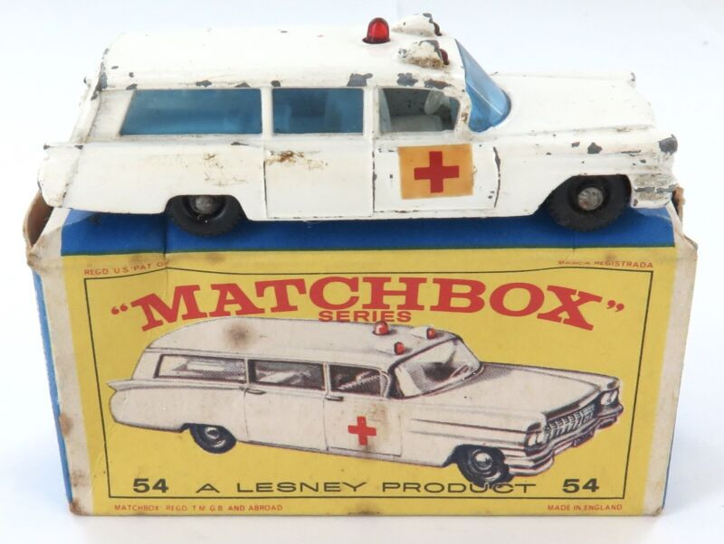 Vintage Lesney Matchbox Cadillac Ambulance No 54 + Box. - Harrington & Co.