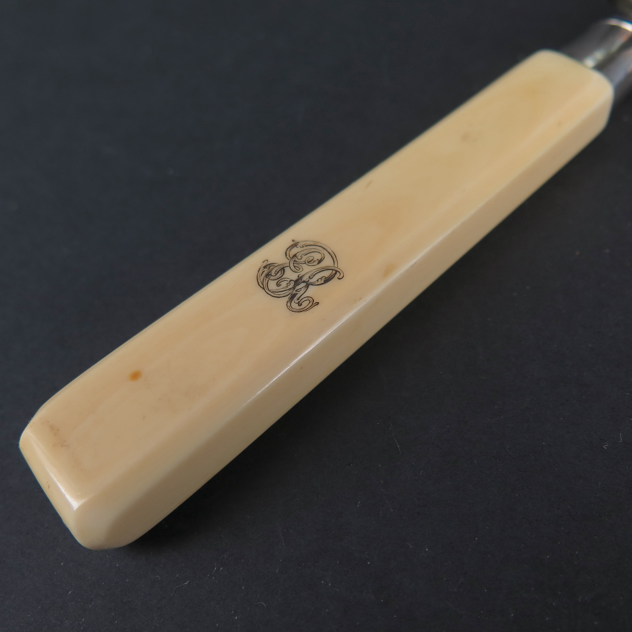 Antique Ivory & Steel Stilton Cheese Scoop - Harrington & Co.